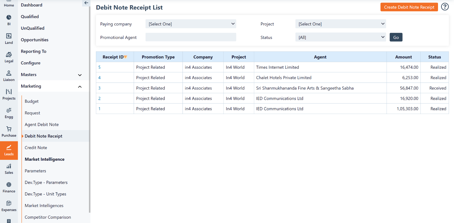 Debit Note Receipt – In4Suite User Manual